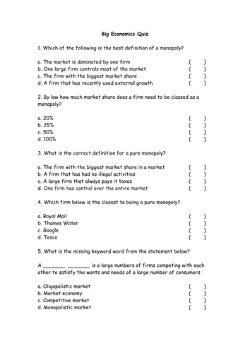 Monopolies & Competitive Markets - Economics - Microeconomics - PPT ...