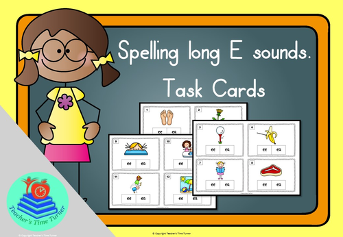 Long E sound task cards. 20 cards to practice ee and ea. | Teaching ...