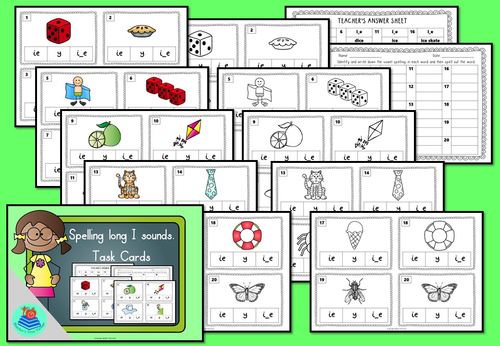Long I sound task cards. 20 cards to practice ie, y and i_e. | Teaching ...