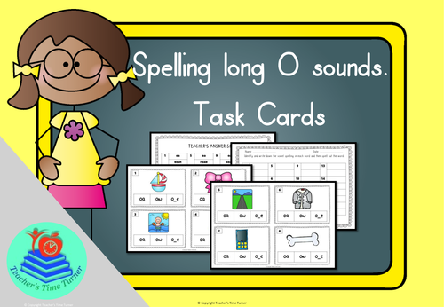Long O sound task cards. 16 cards to practice oa, ow and o_e ...