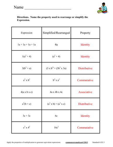 Use Properties of Operations to Create Equivalent Expressions, Full ...