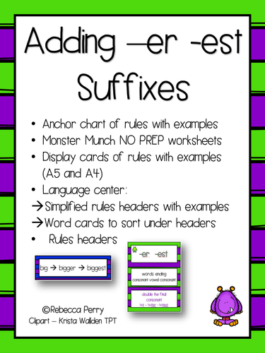Suffixes -er -est - English / Literacy Activities - NO PREP - Resources ...