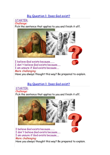 Existence of God | Teaching Resources