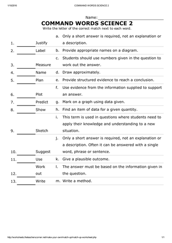 SCIENCE COMMAND WORDS ACTIVITIES FOR NEW GCSE | Teaching Resources