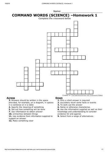 SCIENCE COMMAND WORDS ACTIVITIES FOR NEW GCSE | Teaching Resources