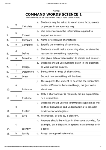SCIENCE COMMAND WORDS ACTIVITIES FOR NEW GCSE | Teaching Resources