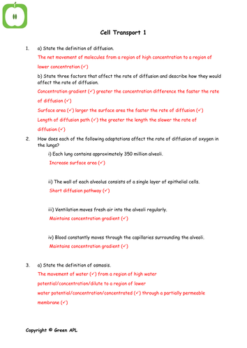 GCSE Biology Answer sheets | Teaching Resources