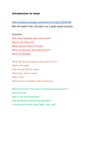 Islam Introduction | Teaching Resources