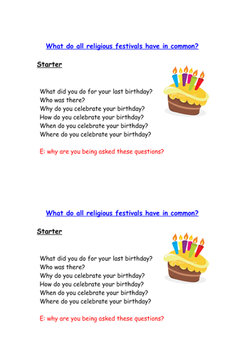 Religious Festivals | Teaching Resources