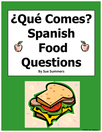 Spanish Food and Meals Bundle of 9 Worksheets, Web Quest, Sketch, and ...