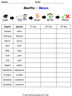 Months in Spanish KS2 worksheets, activities and flashcards | Teaching ...