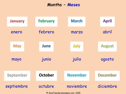 Months in Spanish KS2 worksheets, activities and flashcards | Teaching ...