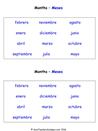 Months in Spanish KS2 worksheets, activities and flashcards | Teaching ...