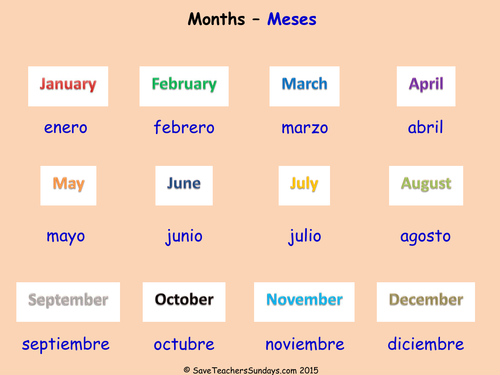 Months in Spanish KS2 worksheets, activities and flashcards | Teaching ...