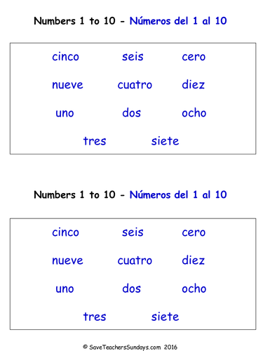 Numbers 0-10 in Spanish Worksheets, Games, Activities and Flash Cards ...