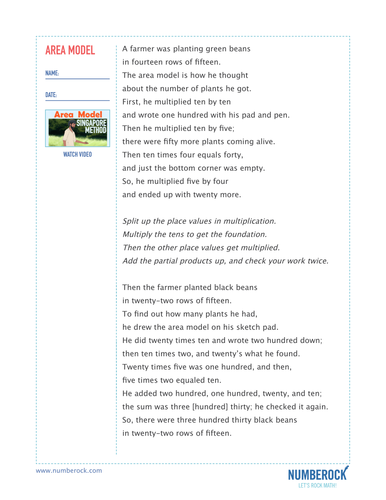 The Area Model - Multiplication | Worksheets, Word Problems, Quiz ...