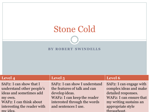 Stone Cold By Robert Swindells Novel Scheme of Work Key Stage Three ...