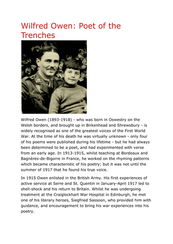 WW1 Conflict Poetry unit of work for high ability KS3 | Teaching Resources