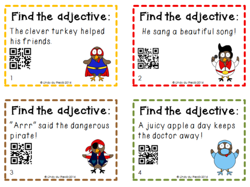 Adjectives Task Cards and QR Codes | Teaching Resources