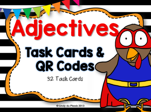 Adjectives Task Cards and QR Codes | Teaching Resources