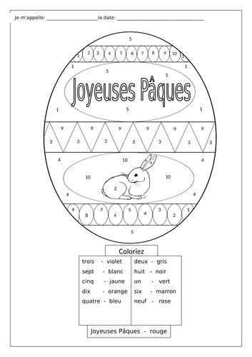 FRENCH - Easter - Les coloriages de Pâques et Couleur Par Numéros ...