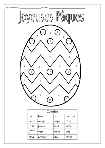 FRENCH - Easter - Les coloriages de Pâques et Couleur Par Numéros ...