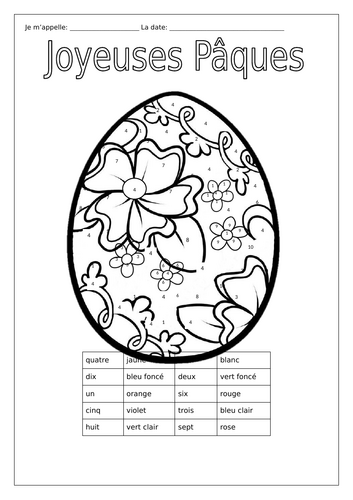 FRENCH - Easter - Les coloriages de Pâques et Couleur Par Numéros ...
