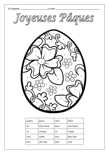 FRENCH - Easter - Les coloriages de Pâques et Couleur Par Numéros ...