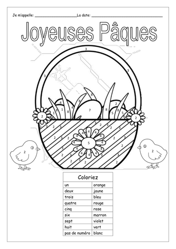 FRENCH - Easter - Les coloriages de Pâques et Couleur Par Numéros ...