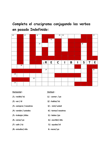 Crucigramas verbos | Teaching Resources