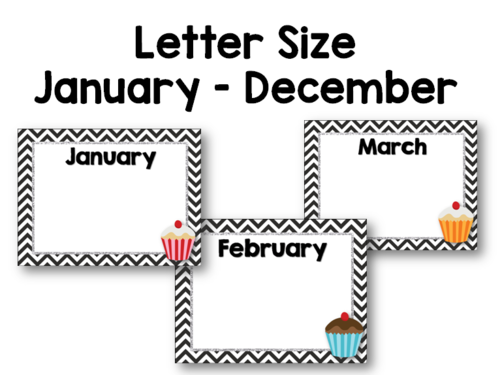Birthday Chart (chevron and cupcakes) | Teaching Resources