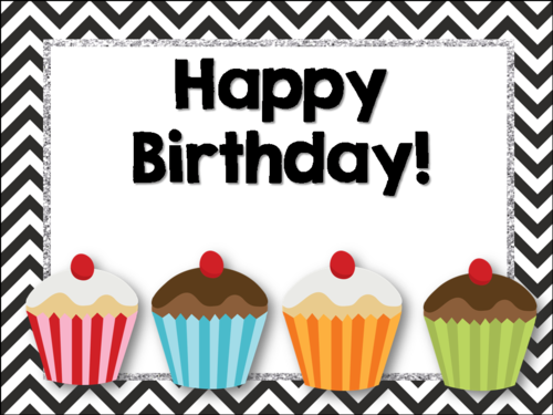 Birthday Chart (chevron and cupcakes) | Teaching Resources