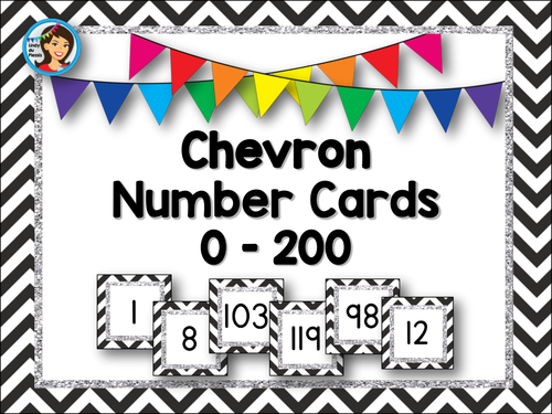 Number Cards / Number Line (0 - 200) Chevron | Teaching Resources