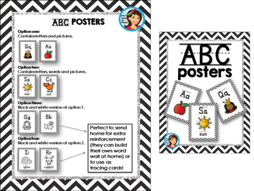 Alphabet Posters - Chevron (color and black line) | Teaching Resources