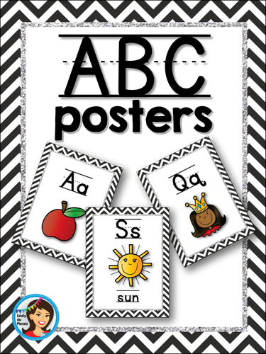 Alphabet Posters - Chevron (color and black line) | Teaching Resources