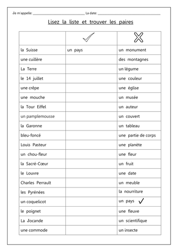 FRENCH ~ Cherchez les Paires | Teaching Resources