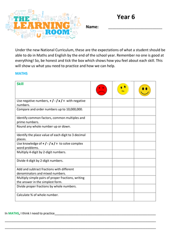 NC skills checklists for KS1 and KS2 students; covers Maths, Reading ...