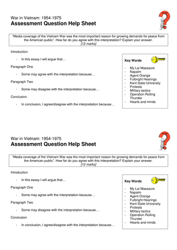 AQA GCSE History - War in Vietnam - Assessment Question | Teaching ...