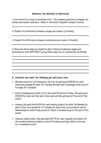 Methods of Motivation - Financial / Monetary - People in Business - PPT ...