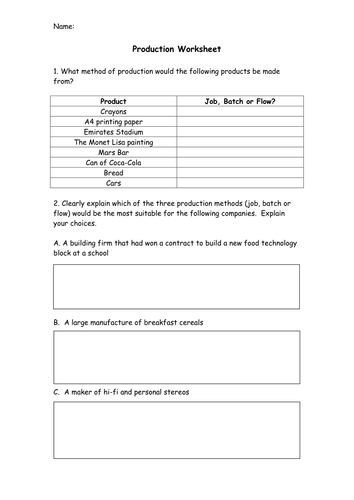 Operations - Production Methods - PPT & Worksheet - GCSE Business ...