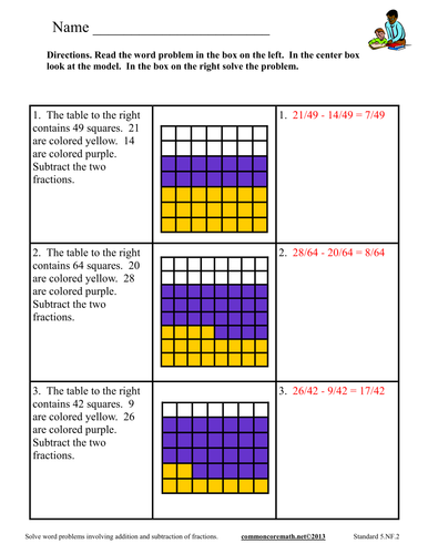 Fraction Word Problems -5.NF.2 | Teaching Resources