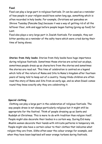 Religious Festivals Unit | Teaching Resources