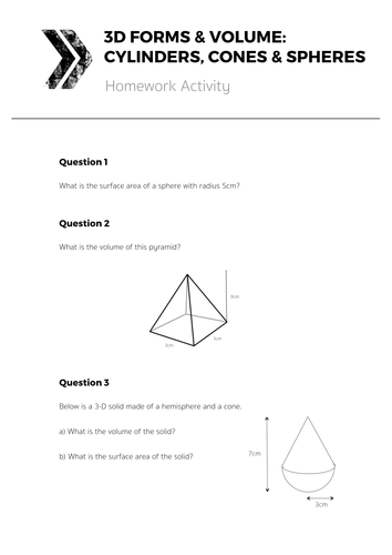 3D Forms & Volume: Cylinders, Cones & Spheres - Complete Unit of Work ...