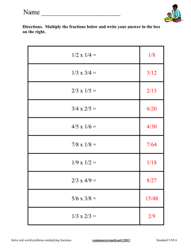 Multiplication Word Problems; Fractions - 5.NF.6 | Teaching Resources