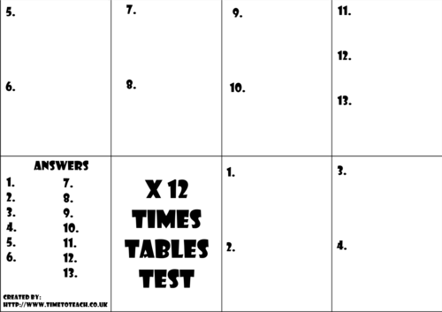 44 Mini Books x2 to x12 Multiplication Times Table Tests - 4 per table ...