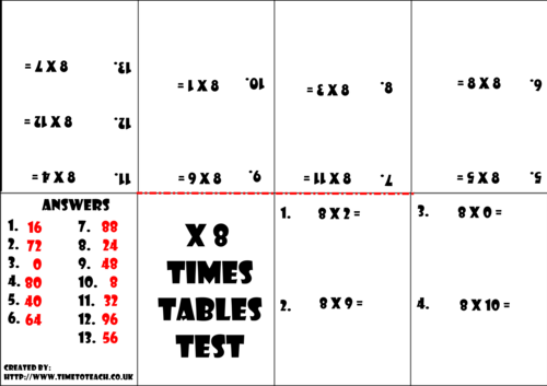 44 Mini Books x2 to x12 Multiplication Times Table Tests - 4 per table ...