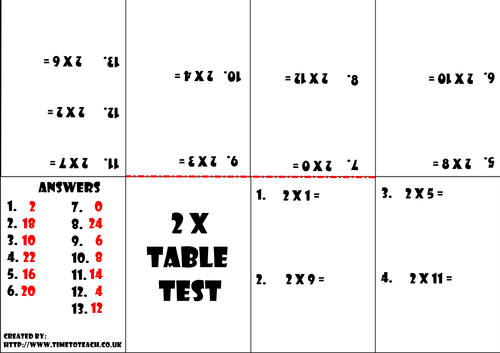 44 Mini Books x2 to x12 Multiplication Times Table Tests - 4 per table ...