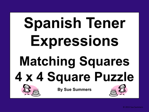 Tener Expressions 4 x 4 Matching Squares Puzzle | Teaching Resources
