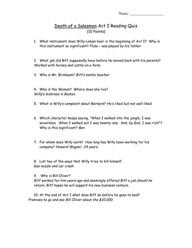 Death of a Salesman Detailed Scheme of Work: 30 Lessons. | Teaching ...