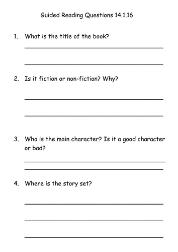 General Guided Reading Questions for Children to answer | Teaching ...